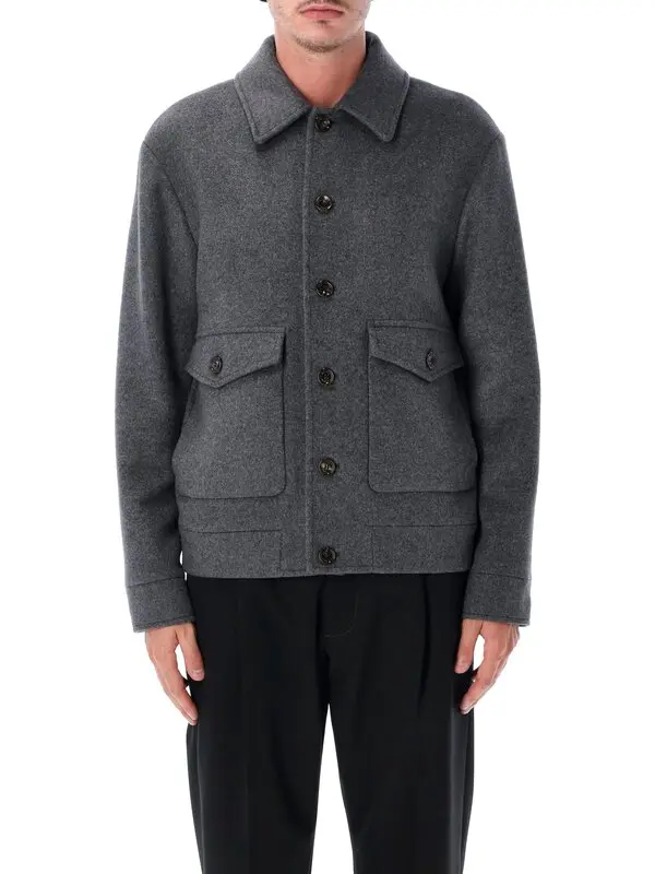Valentino Garavani Wool And Cashmere Blend Shirt Jacket - Grigio