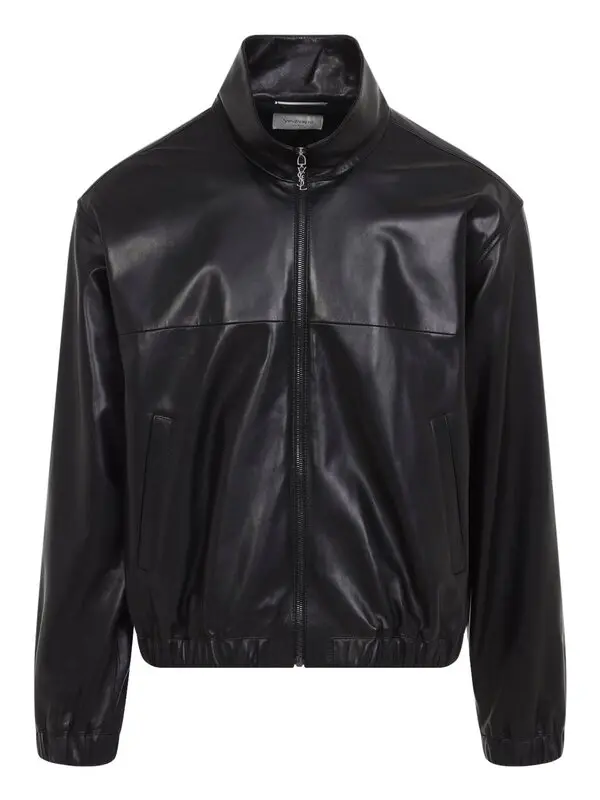 Saint Laurent Lambskin Leather Bomber Jacket - Black