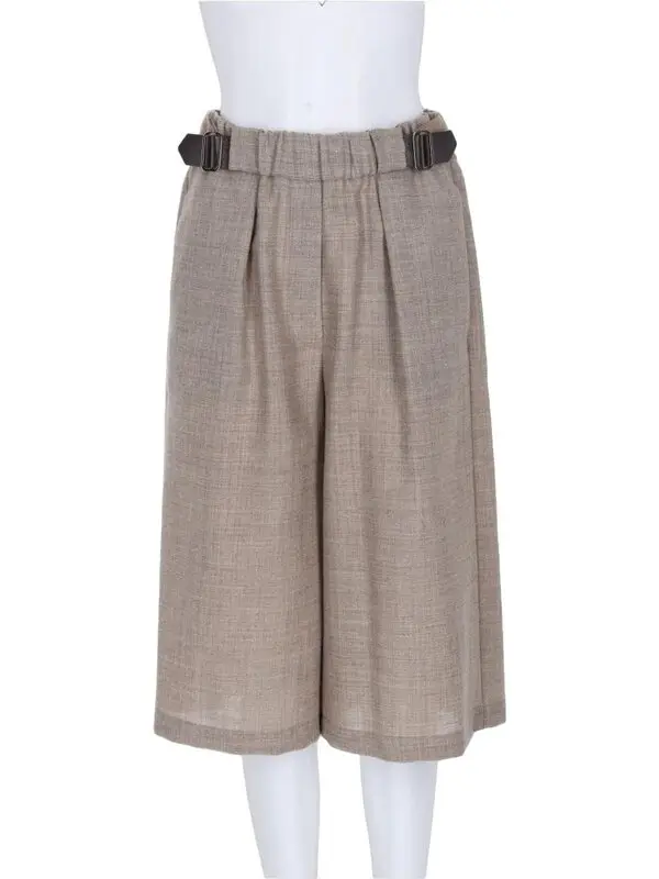 ALYSI High-waist Buckled Culotte Pants - Beige