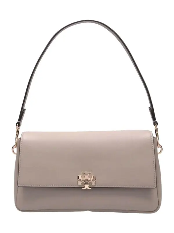 Tory Burch Top Handle Shoulder Bag With Logo Clasp - Grey