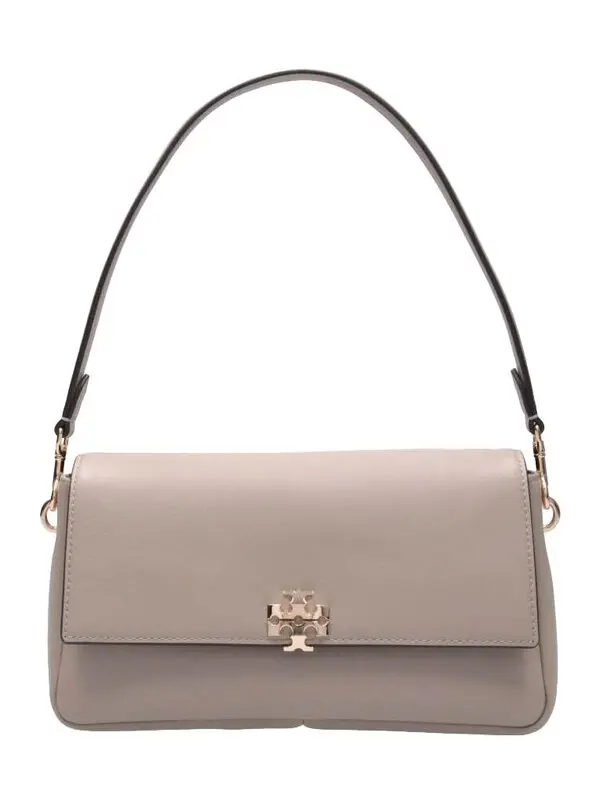 Tory Burch Top Handle Shoulder Bag With Logo Clasp - Grey