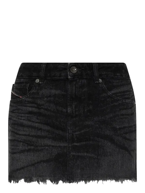 DIESEL® Denim Mini Skirt With Side Pockets And Frayed Hem - Nero