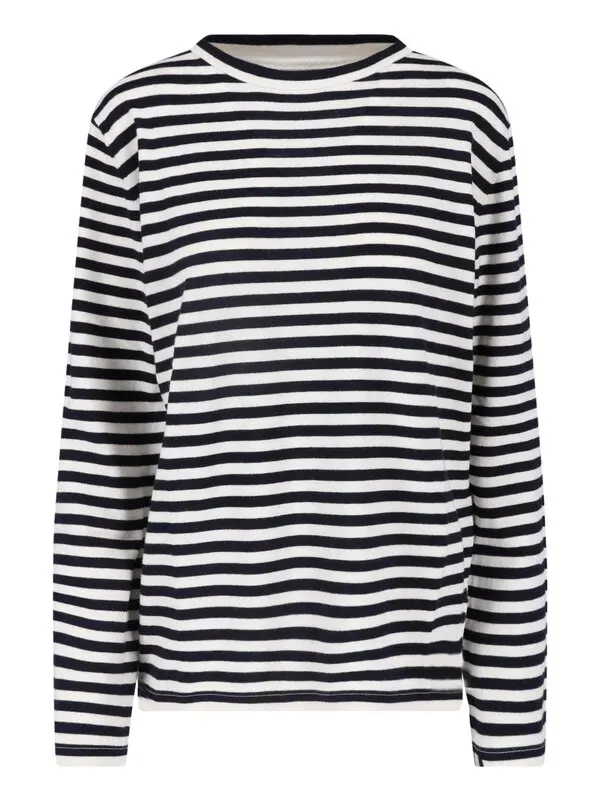 Extreme Cashmere Striped Cotton-cashmere Crewneck Sweater - Black