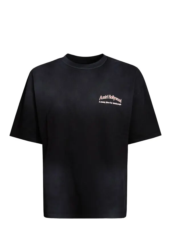 Amiri Oversized Cotton T-shirt With Chest And Back Print - Nero