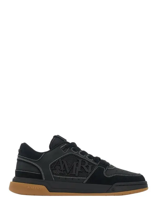 Amiri Leather Sneaker With Rubber Sole, Perforated Details & Logo Accents - Nero