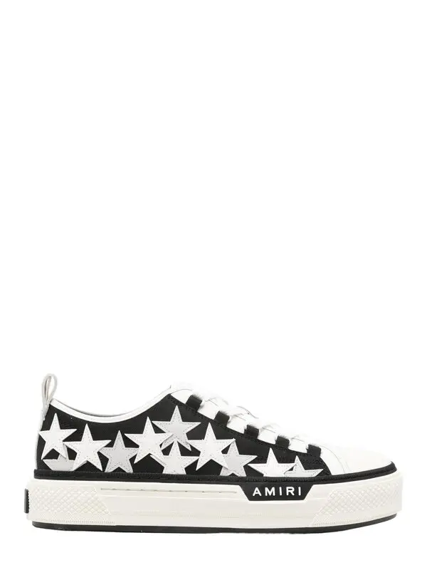 Amiri Star Motif Mini Leather Sneakers With Rubber Platform Sole - Nero