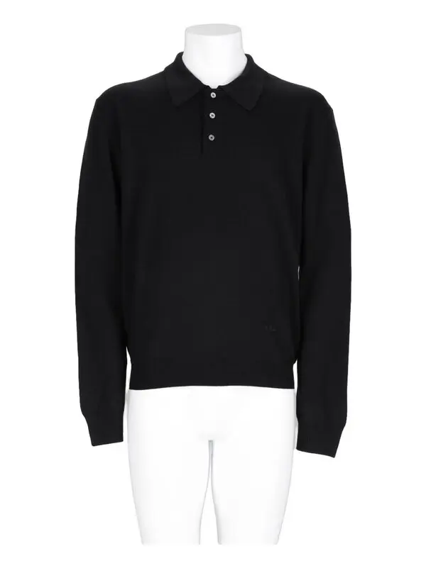 A.p.c. Virgin Wool Knit Polo Sweater - Black