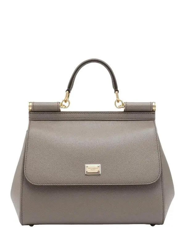 Dolce & Gabbana Sicily Handbag In Dauphine Calfskin - Dove