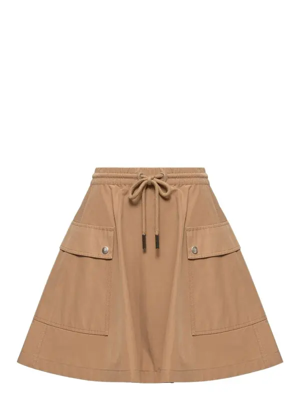 Moncler Cargo Mini Skirt With Logo Patch - Beige