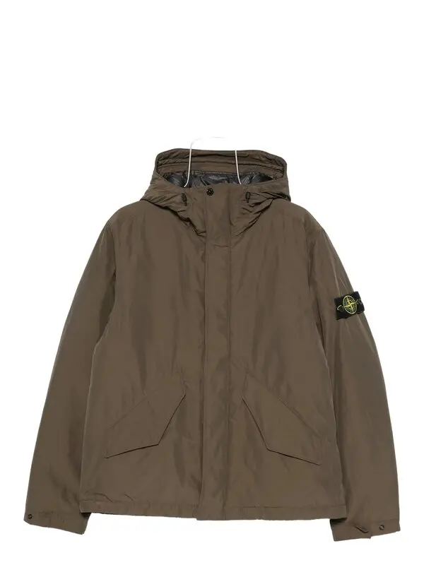 Stone Island Zip And Button Utility Jacket With Side Pockets - Verde