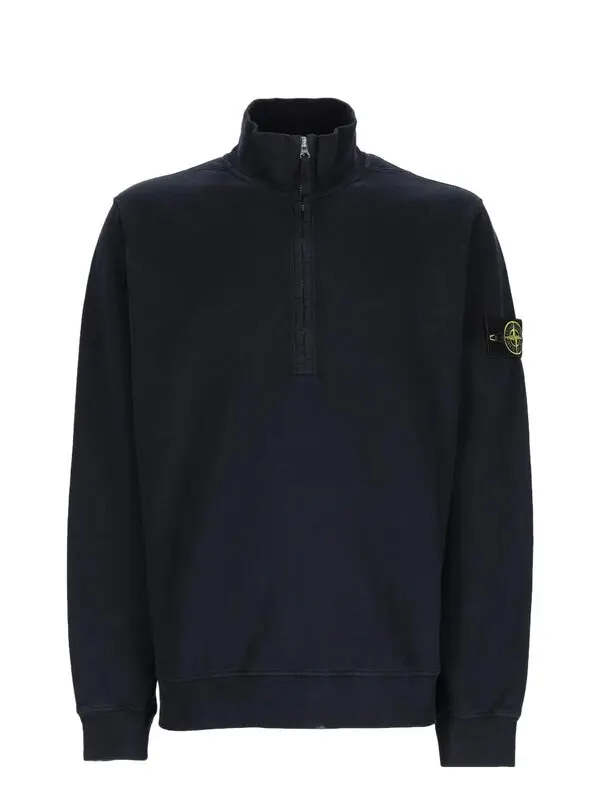 Stone Island Cotton Half-zip Mock Neck Sweatshirt - Blue