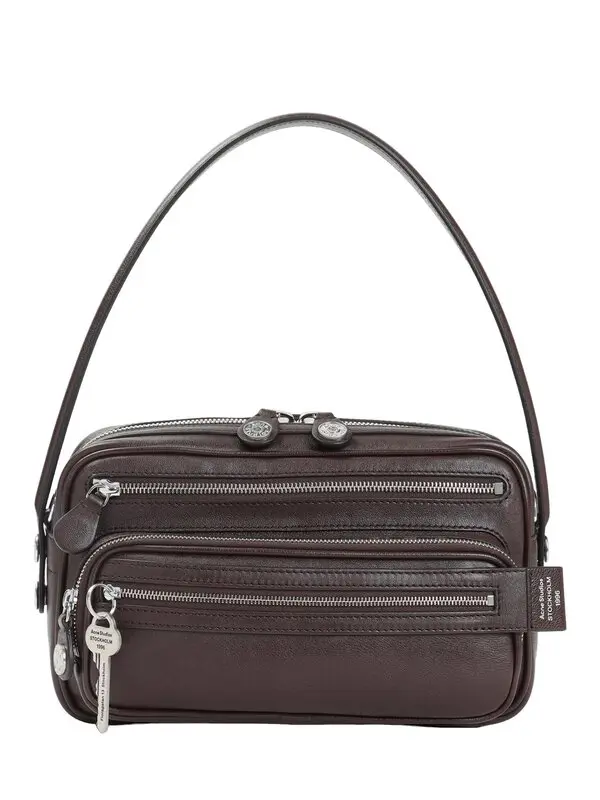 Acne Studios Leather Party Shoulder Handbag With Camero Design, W27cm H17cm D6cm - Brown