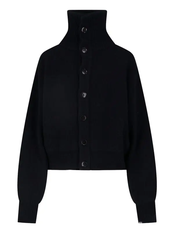 Extreme Cashmere High-neck Button-front Cashmere Cardigan - Black