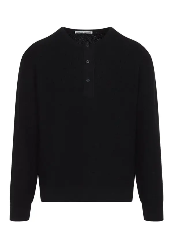 Studio Nicholson Corine Merino Wool & Cashmere Henley Jumper - Black