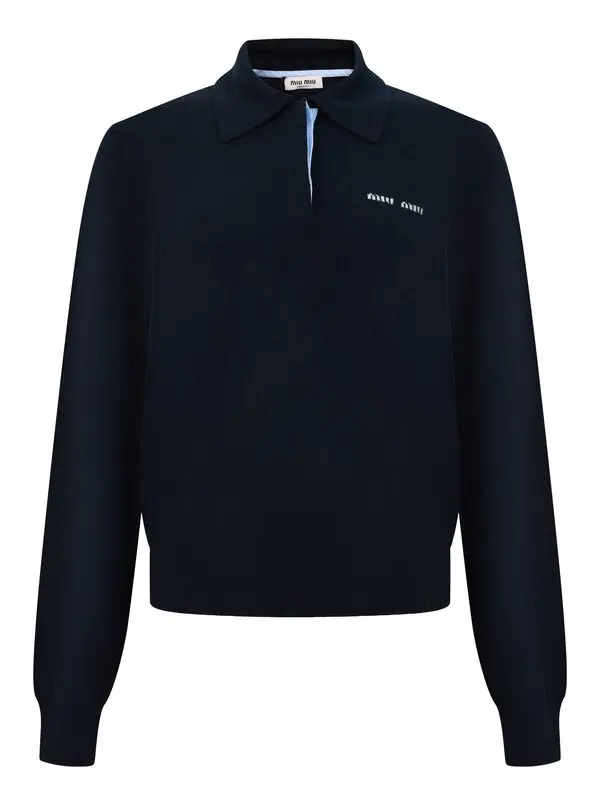 Miu Miu Cashmere Polo Shirt - Blue