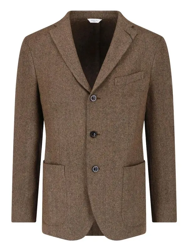 Boglioli Herringbone Wool Blazer - Brown