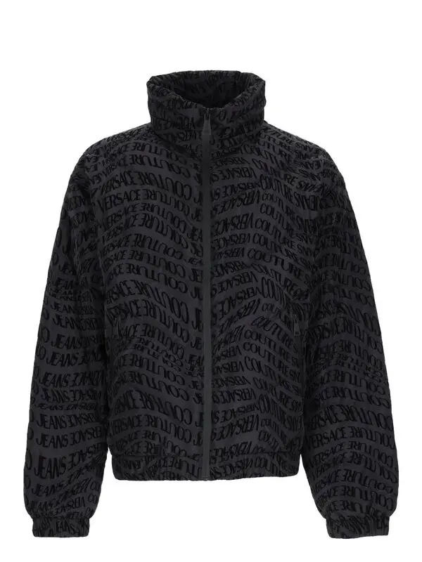 Versace Logo Print Puffer Jacket - Black