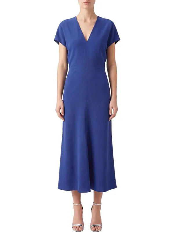 Victoria Beckham Edith Acetate Midi Tunic With V-neck - Blue