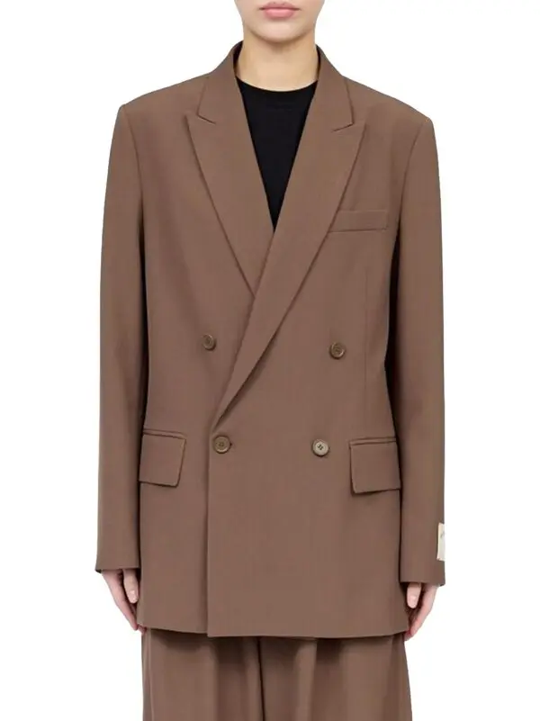 MAISON MARGIELA Cropped Double-breasted Wool-blend Blazer - Brown