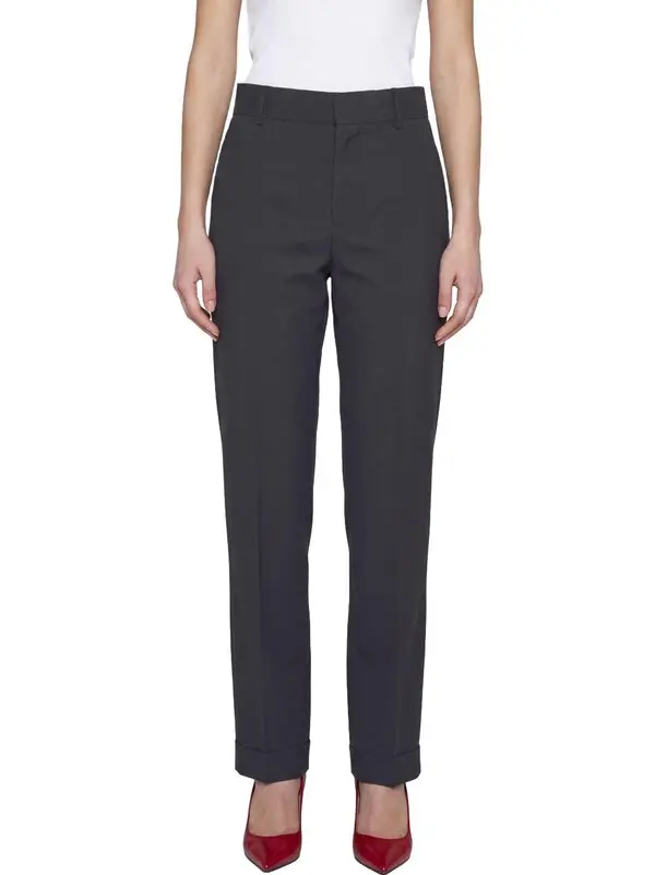 Dsquared2 High-waisted Slim Fit Tailored Trousers In Wool Blend - Black