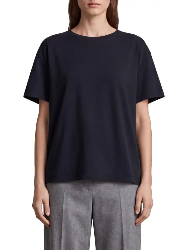 TOTEME Crewneck Organic Cotton T-shirt With Dropped Shoulders - Black