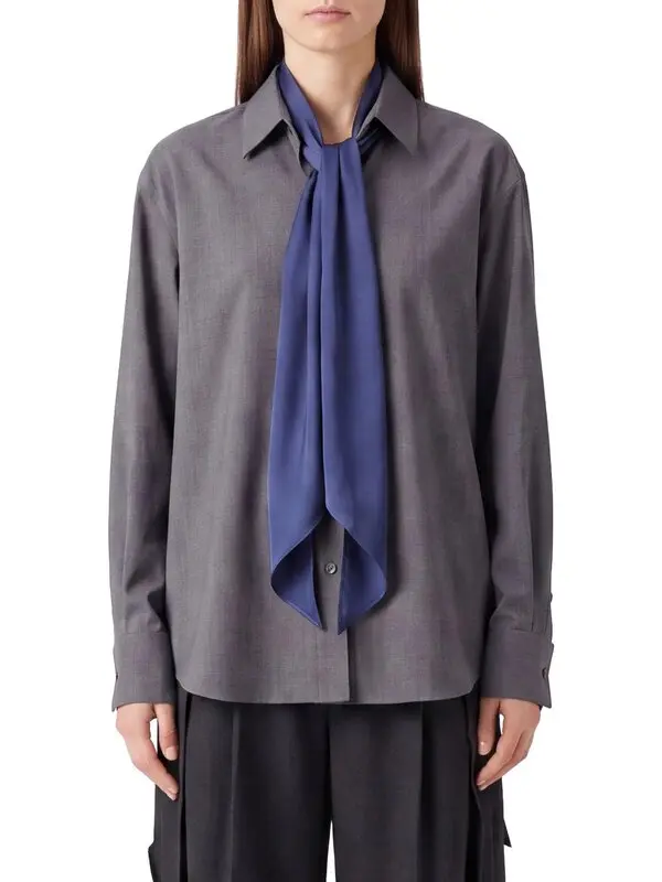 Sacai Shirt With Tie Detail - Brown
