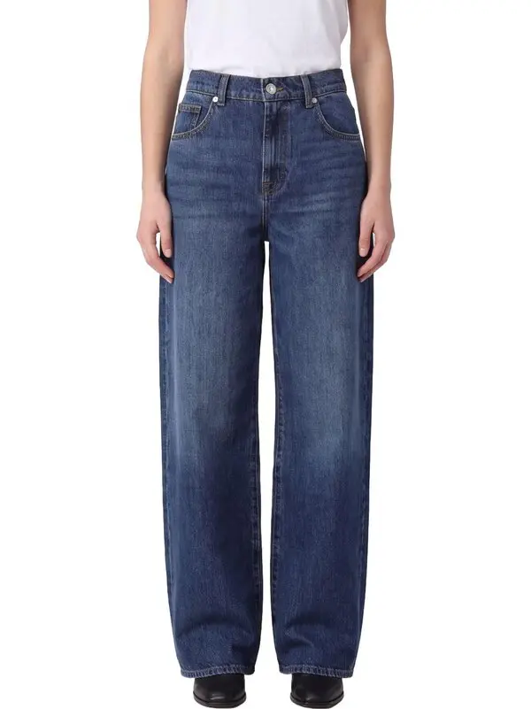 7 For All Mankind High-waisted Wide-leg Cotton Denim Jeans - Navy