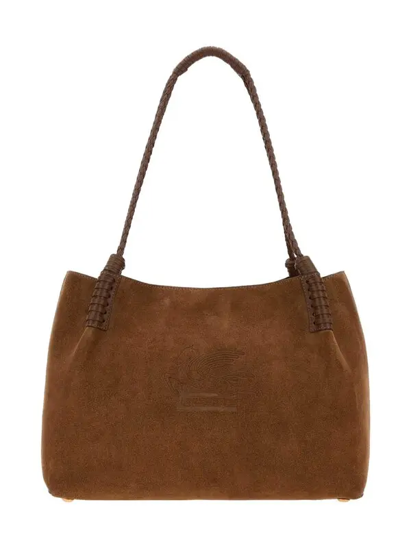 Etro Libra Suede Shoulder Bag - Beige