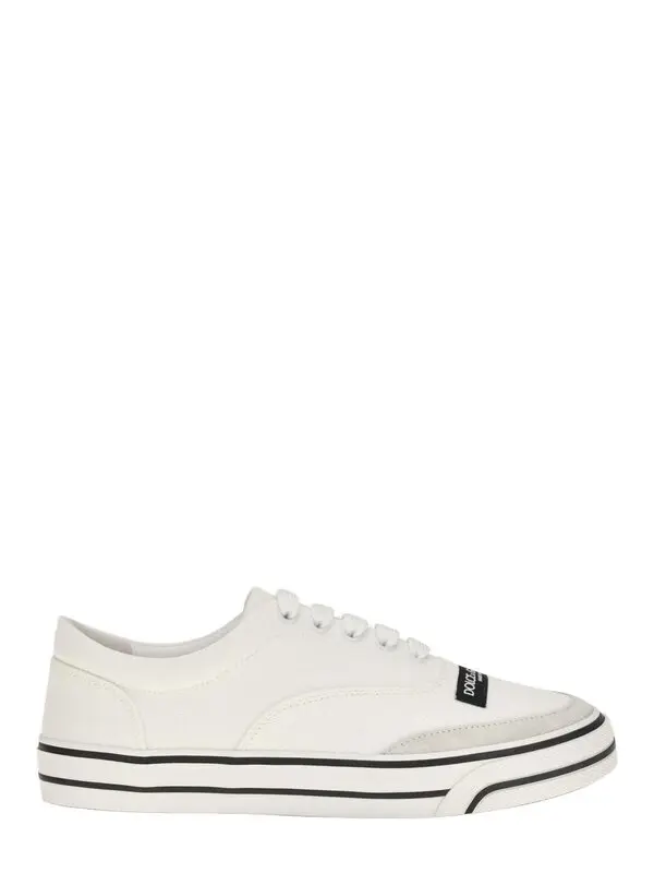Dolce & Gabbana Leather And Cotton Canvas Low-top Sneakers - White
