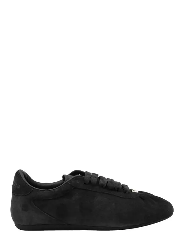Dolce & Gabbana Suede Low-top Sneakers With Embossed Logo - Black