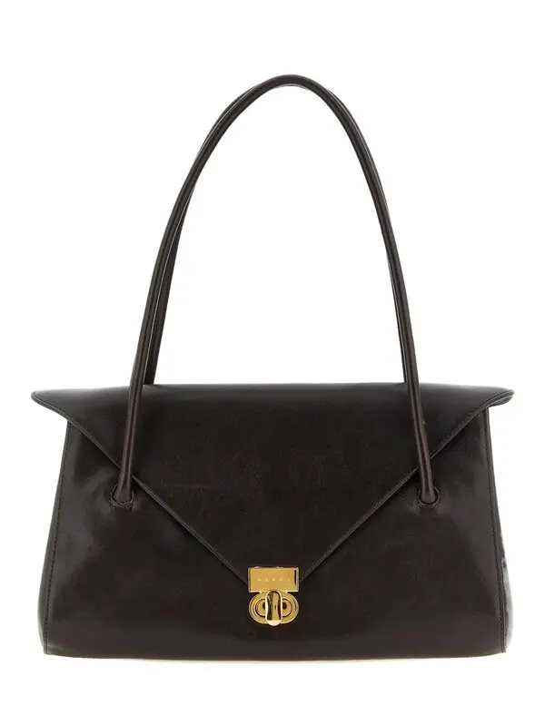 Marni Calfskin Leather Shoulder Bag - Brown