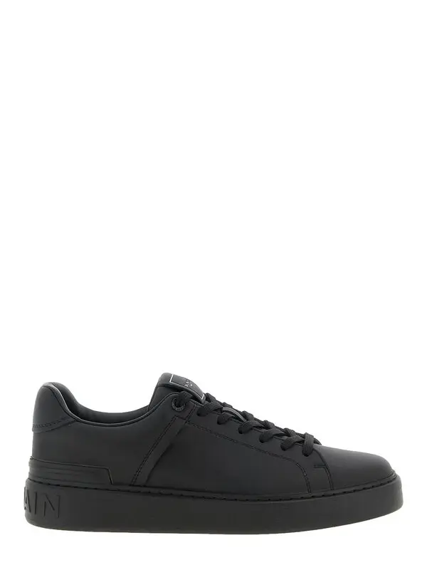 Balmain B-court Bicolour Smooth Calf Leather Trainers - Black