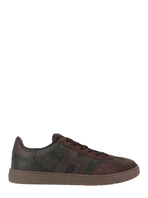 Hogan Two-tone Suede Low Top Trainers With H Logo - Brown