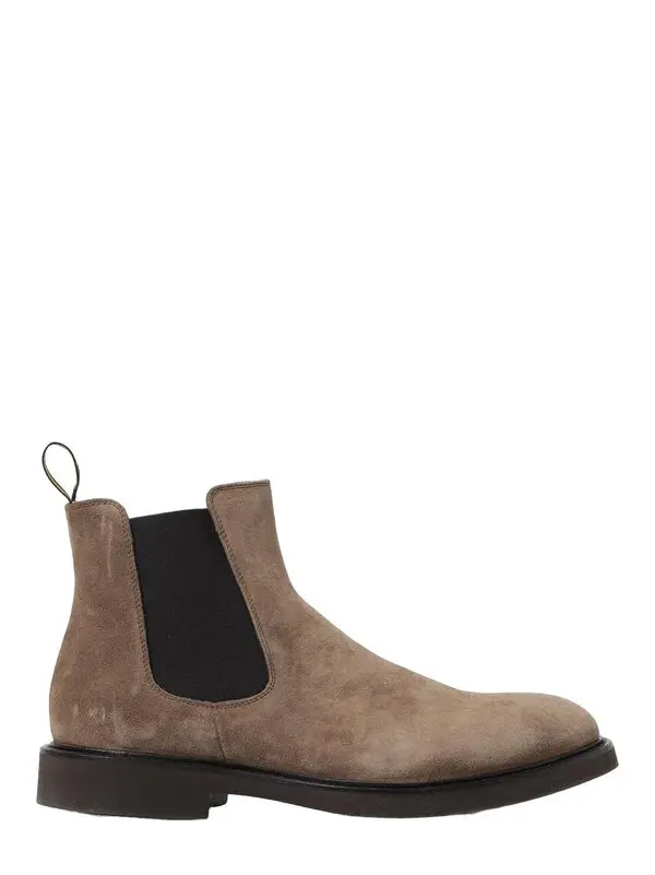 DOUCAL'S Suede Chelsea Boots With Rear Pull Tab - Beige