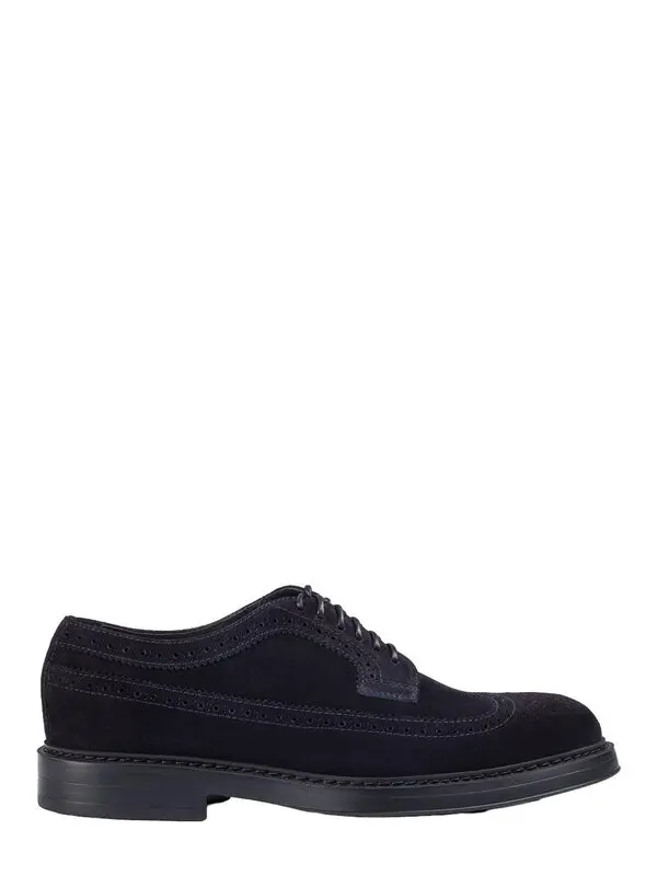DOUCAL'S Suede Derby Shoes With Swallow-tail Brogue Detailing - Blue