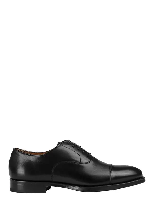DOUCAL'S Smooth Calfskin Oxford Shoes With Leather And Rubber Sole - Black