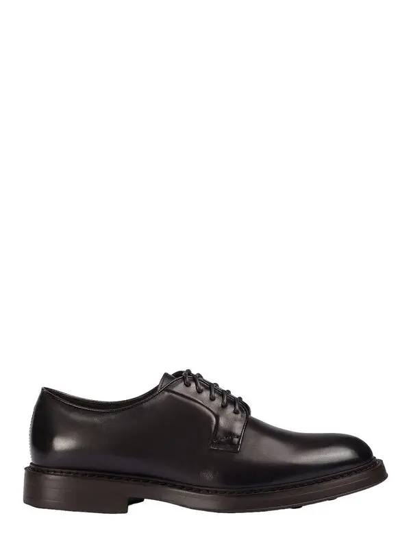 DOUCAL'S Smooth Calfskin Leather Derby Shoes - Dark