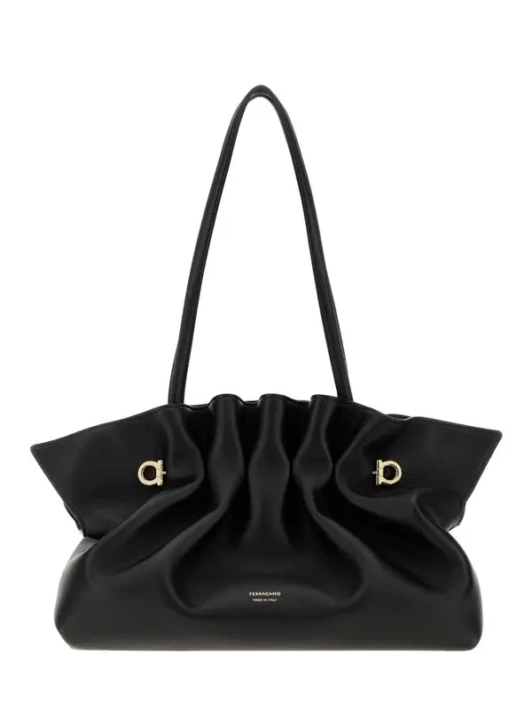 FERRAGAMO Gancini Shoulder Bag - Black