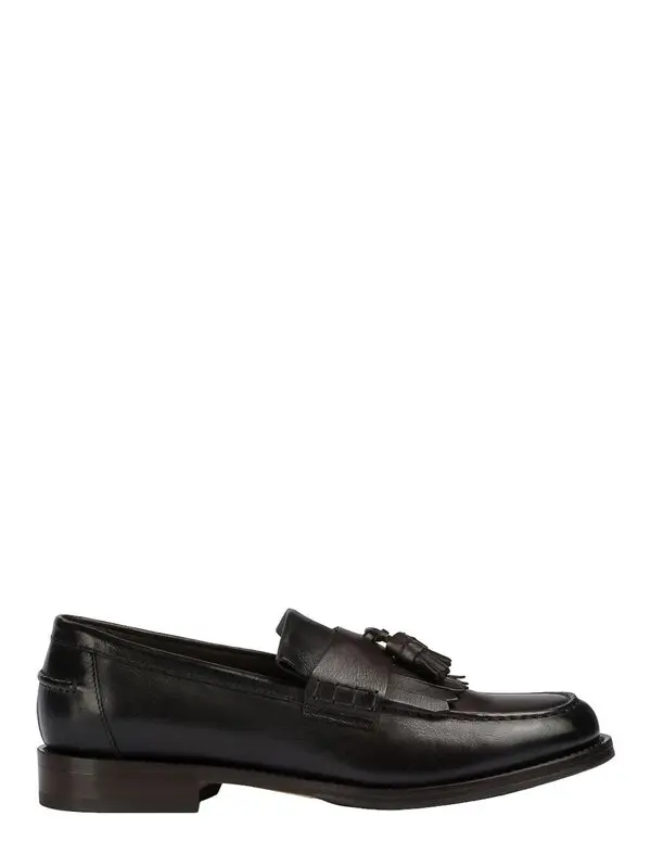 DOUCAL'S Tassel Loafers In Smooth Calfskin Leather - Dark
