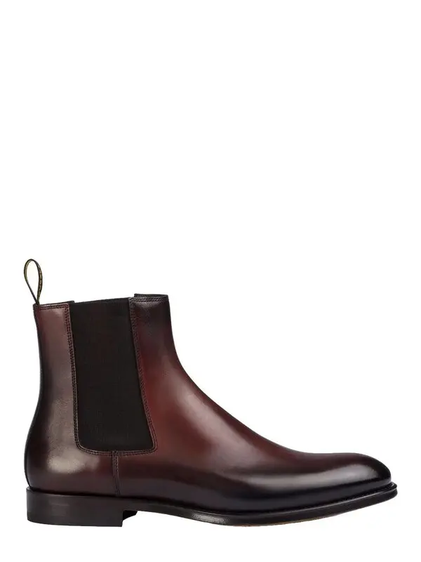 DOUCAL'S Smooth Calfskin Chelsea Boots With Leather Sole - Burgundy