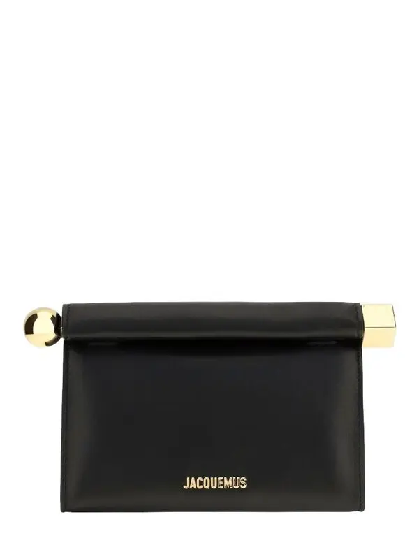 Jacquemus Rond Carré Rigid Lambskin Mini Clutch - Black