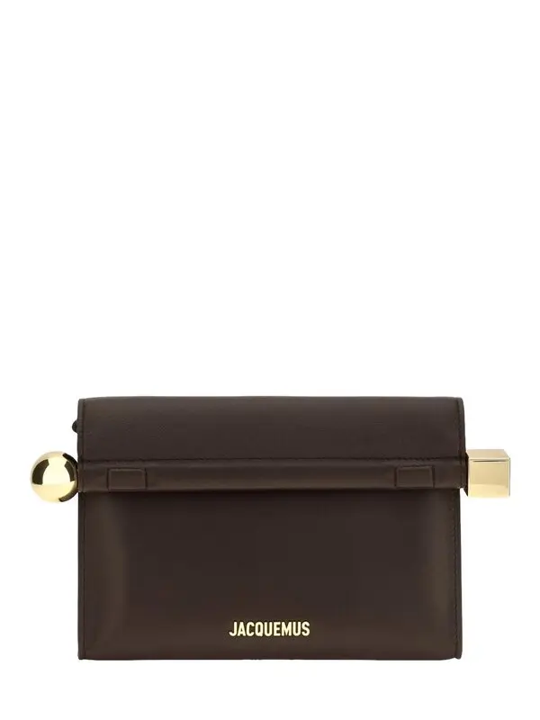 Jacquemus Rond Carré Rigid Lambskin Mini Clutch - Brown