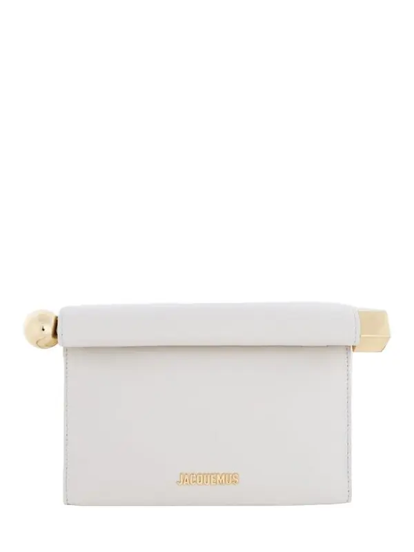 Jacquemus Rond Carré Rigid Lambskin Mini Clutch - Ivory