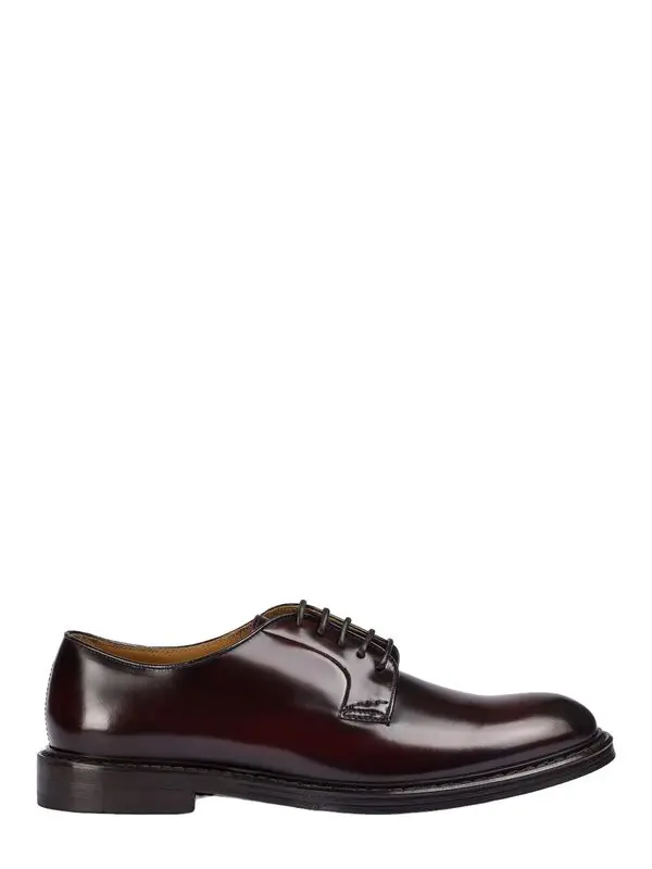 DOUCAL'S Ceremonial Brushed Calfskin Derby Shoes With Leather Sole - Wine