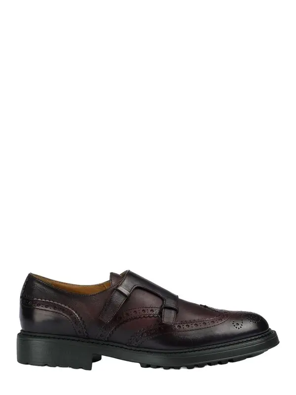 DOUCAL'S Smooth Calfskin Double Monk Strap Shoes With Rubber Sole - Crimson