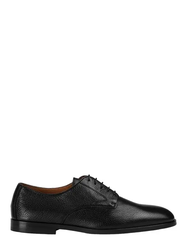 DOUCAL'S Classic Deer Leather Derby Shoes - Black
