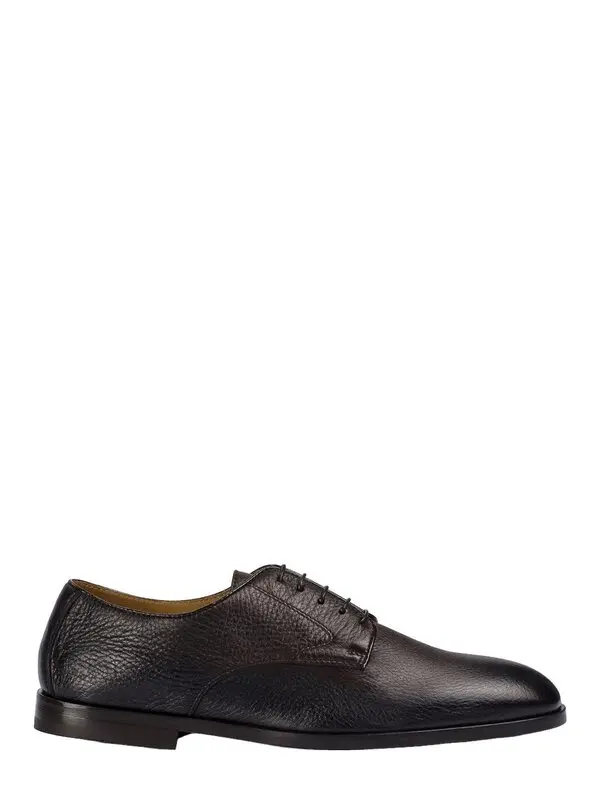 DOUCAL'S Classic Deer Leather Derby Shoes - Dark