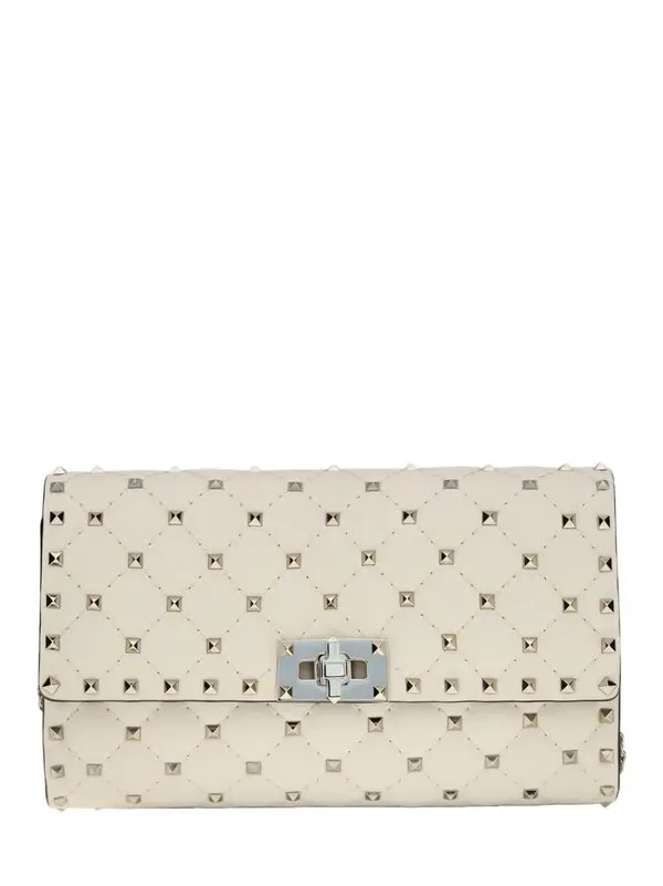 Valentino Garavani Rockstud Quilted Nappa Crossbody Bag With Studs - Ivory