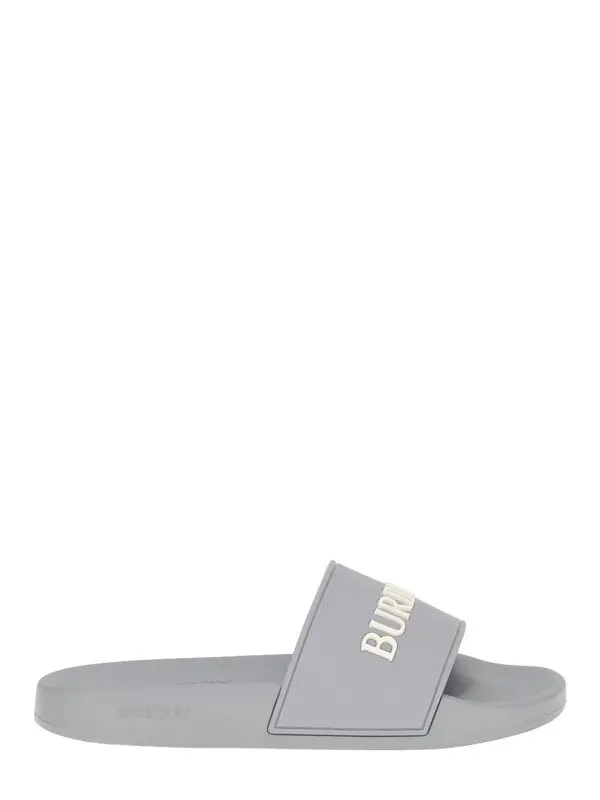 Burberry Rubber Slides With Contrasting Lettering Logo - Grey