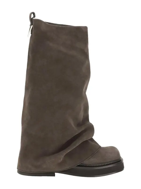 Attico Draped Suede Calf-high Boots - Grey